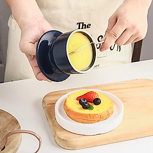 KOOV Porcelain Butter Crock, French Butter Dish, Ceramic Butter Keeper for Counter, Big Capacity, Elegant Blue Collection (Aegean)