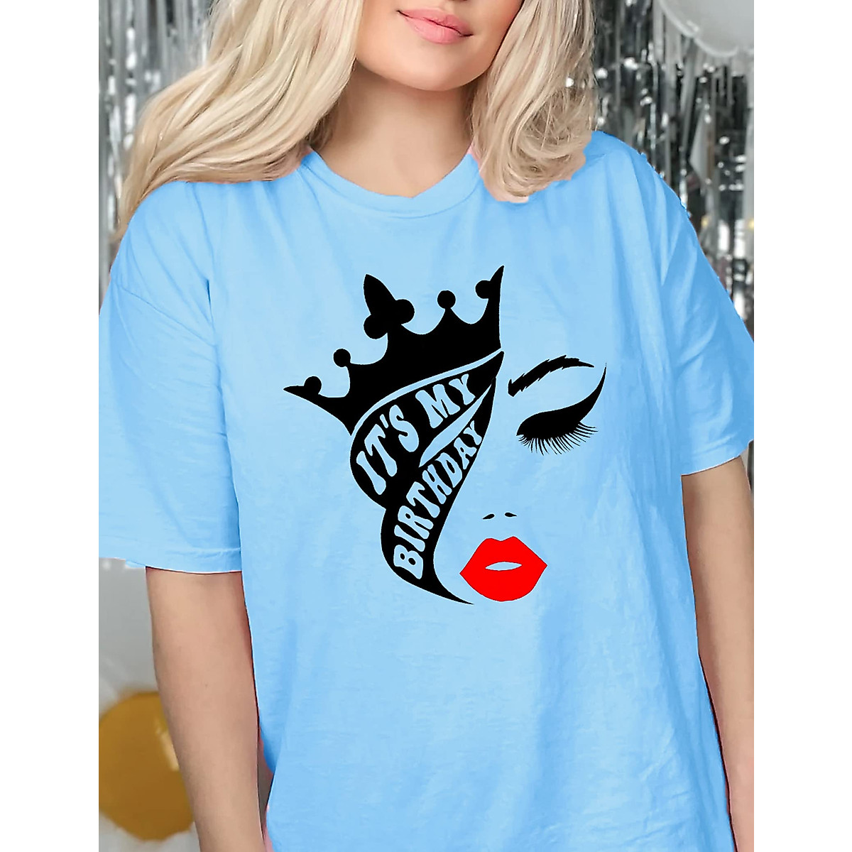 Birthday Shirts for Women Its My Birthday T Shirt Birthday Graphic Shirt Happy Birthday Shirt Short Sleeve Tee Tops（P5, S）