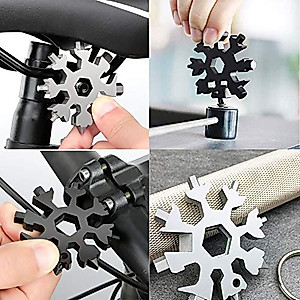 Snowflake Multi Tool,Stainless Steel Snowflake Tool,18 in 1 Snowflake Multi tool with Waterproof Storage Bag,Key Ring and Carabiner Clip,Christmas Gift Box