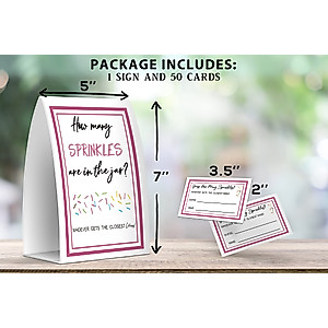 Guess How Many Sprinkles Are In The Jar, Baby Shower Games, Baby Shower Decorations - One Sign and 50 Cards(MANY022)