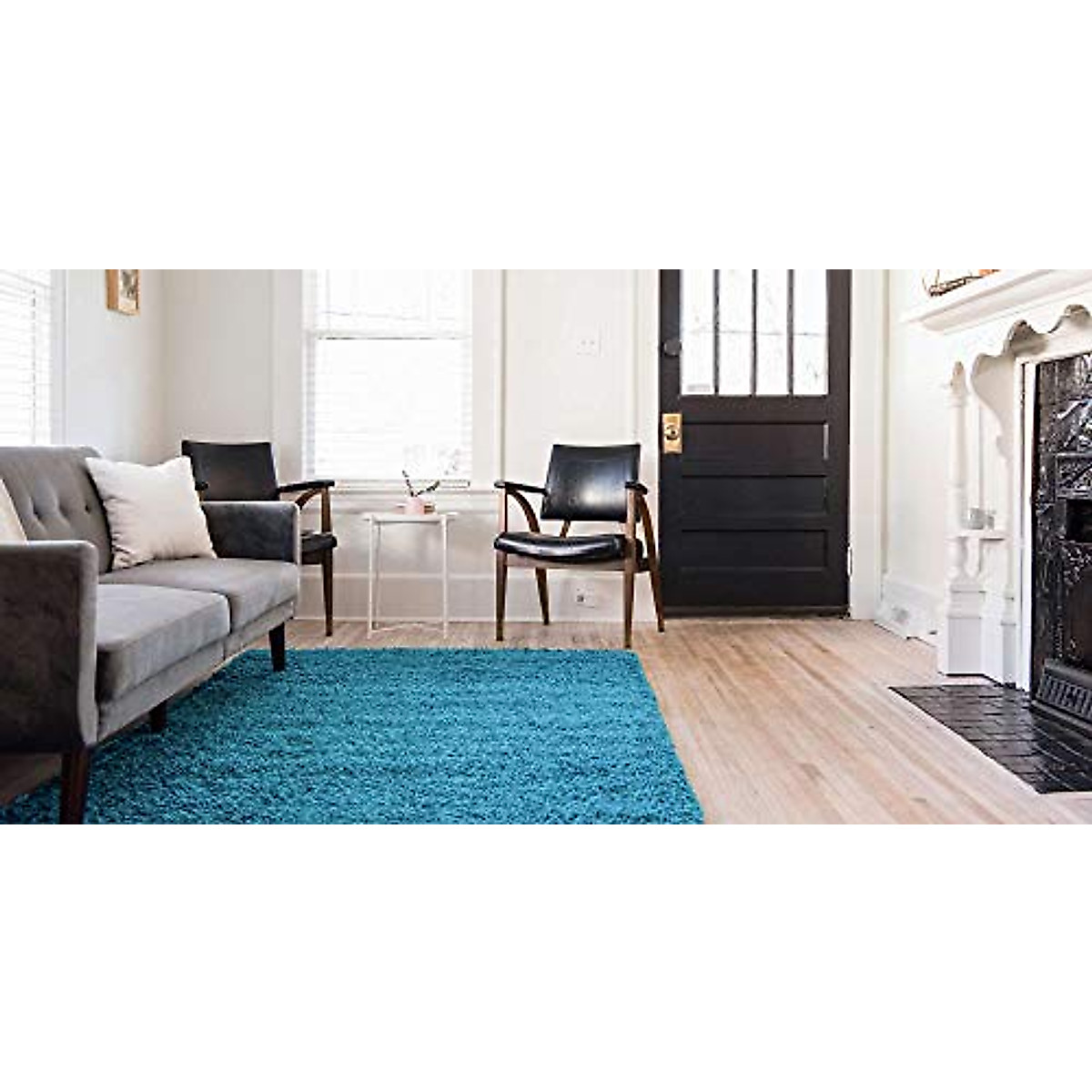 Unique Loom Solid Shag Collection Area Rug (8' x 10' Rectangle, Turquoise)