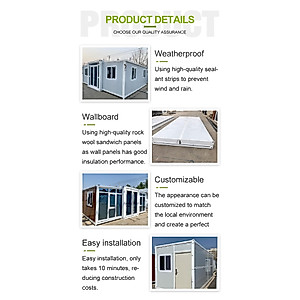 Modular Container 20＆40FT Tiny Home with Light Steel Frame Expandable Container House with 2 Bedrooms ＆ 1 Kitchen 1 Bathroom