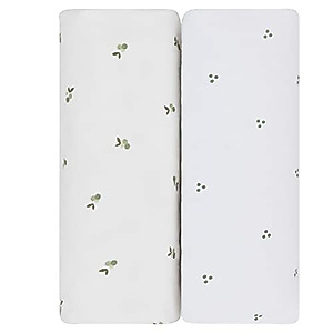 Ely's & Co. Patent Pending Waterproof Pack N Play | Mini Portable Crib Sheet Set - 2 Pack Berry and Cluster Dot (Sage)