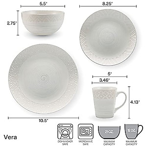 Pfaltzgraff Vera 16 Piece Dinnerware Set, Service for 4, Cream