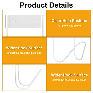 Flymer Hose Holder Water Hose Holders for Outside, Stainless Steel Garden Hose Hanger Wall Mount for Garden Hose - White, Set of 1