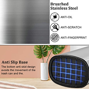 Garbage Can 13 Gallon 50 Liter, Kitchen Trash Can with Lid for Bathroom Bedroom Home Office Automatic Touch-Free Large Capacity Brushed Stainless Steel Trash Can with Lid