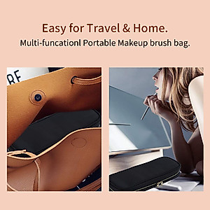 Professional Cosmetic Case-Makeup Brush Holder Organizer-Travelling Makeup Artist Case with Zipper-Waterproof Material & Multi functional Cosmetic Bag Makeup Handbag for Travel &Home Gift (Black)