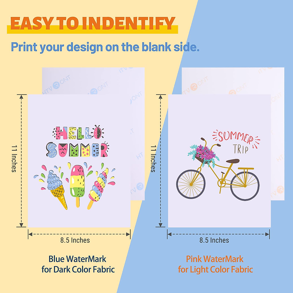 HTVRONT Heat Transfer Paper for T Shirts - 20 Pack Mixed Light & Dark Iron on Transfer Paper,8.5" x 11" Printable Heat Transfer Vinyl for Inkjet Printer, Durable & Easy to Use