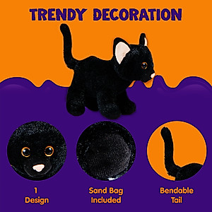 JOYIN 7.5 Inch Halloween Black Cat Plush Toy, Realistic Halloween Stuffed Animal, Cute Soft Pillow for Kids Girls Boys, Birthdays Halloween Party Favors Supplies Decoration Present