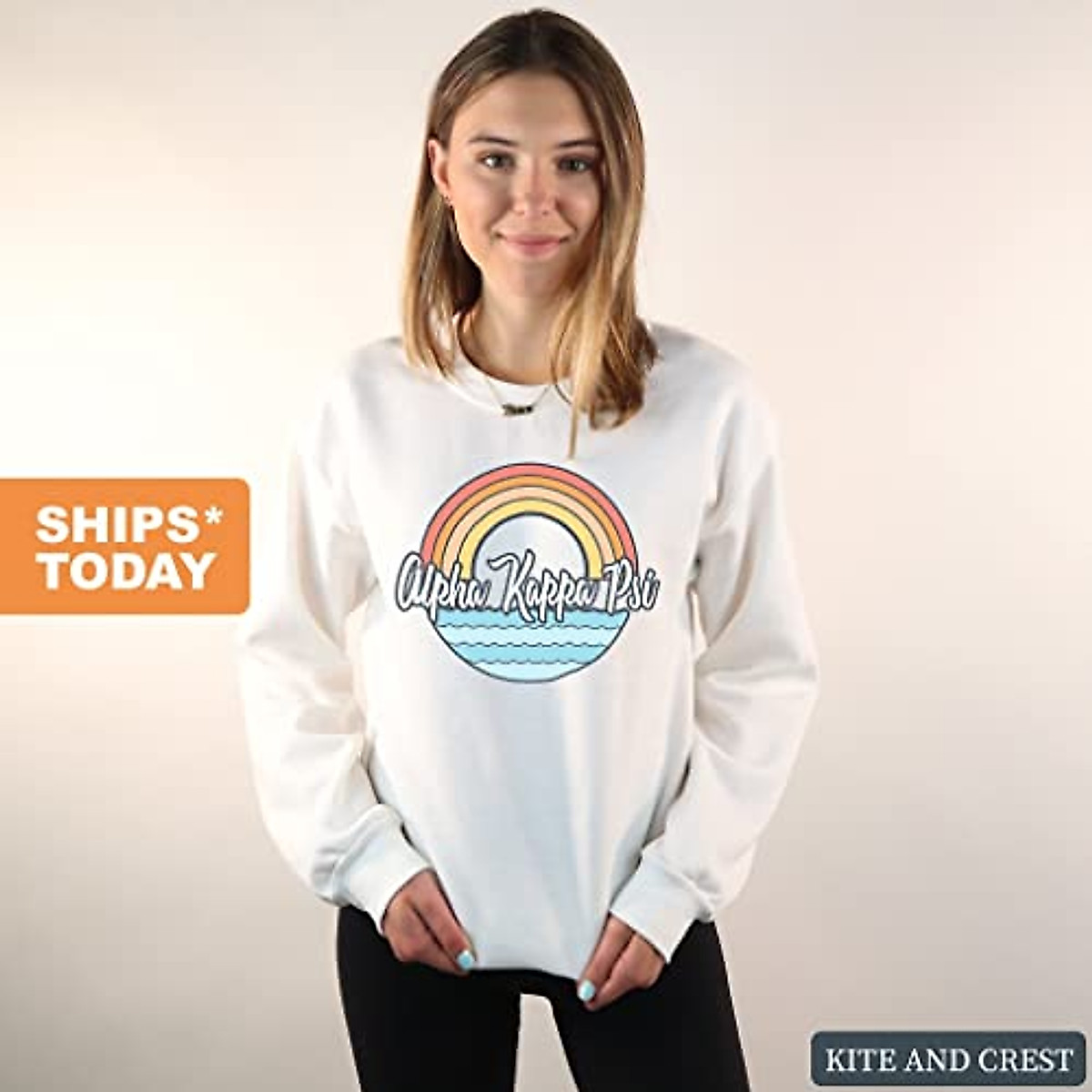 Alpha Kappa Psi Seas the Day Sweatshirt - Fraternity Crewneck Sweatshirt White