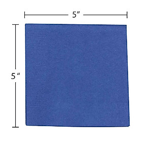 JAM PAPER Small Beverage Napkins - 5 x 5 - Blue - 50/Pack