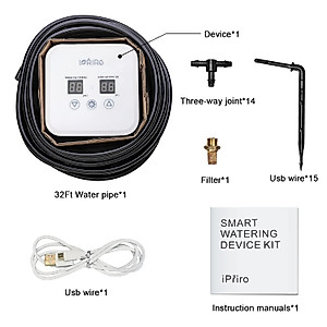 [Upgraded Pump] iPriro High Power Houseplants Automatic Watering System for 15 Potted Plants, Automated Watering Device with 30-Day Programmable Indoor Timer and 5V USB Charging Cable