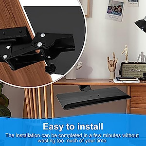 Chaoos Keyboard Tray Under Desk,360 Degree Adjustable Ergonomic Sliding Keyboard & Mouse Tray with Wrist pad & Mouse pad, 25 "Wx10"D,Wooden Tray,Black