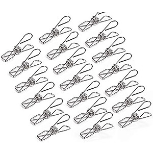 Pealeep 52 Pack Clothes pins,2 Inch Multi-Purpose Stainless Steel Durable Clothes Pegs, Metal Wire Utility Clips for Home, Kitchen, Office, Outdoor, Travel