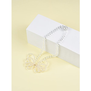 SUQ I OME 2 Pack of Handmade Sparkling Crystal Beaded Magnetic Curtain Tiebacks with Butterfly,Wedding Curtain Buckle Drapery Holder Girl's Room Decorations