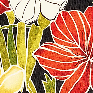 Pillow Perfect Tropic Floral Indoor/Outdoor Sofa Setee Bench Swing Cushion with Ties, Weather, and Fade Resistant, 18" x 45", Black/Green Clemens, 1 Count