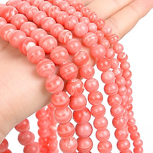 NHBT YU 6/8/10mm Natural Stone Synthetic Red Agate Round Beads Loose Spacer Bead for Jewelry Making DIY Accessories T87 (Color : H8649, Item Diameter : 6mm)