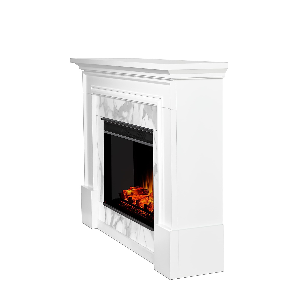 Merced 61" Grand Electric Fireplace TV Stand in White by Real Flame