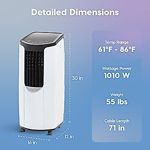 IRIS USA 3-in-1 WOOZOO Portable Air Conditioner and Dehumidifier with Remote Control, Quiet, 10,000 BTU, 450 Sq ft, White