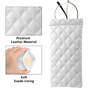 MZYOUHUO 4 Pcs Squeeze Top Sunglass Case with Cleaning Cloth, Soft Leather Eyeglass Case Portable Sunglasses Pouch