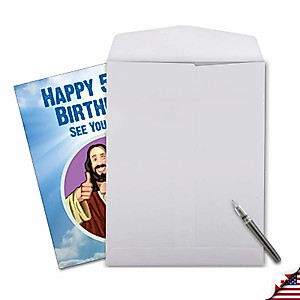 NobleWorks - 50th Funny Birthday Greeting Card (8.5 x 11 Inch) - 50 Years Old, Big Milestone Birthday Humor Card from Group - See You Soon 50 J9065MBG