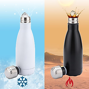 GOOFIT Stainless Steel Water Bottle 500 ml,Double-Walled Vacuum Insulated Thermos Flask Keeps Cold Hot Drinks 10 Hours,BPA-Free，Drinking bottle with Lid for Children, Toddlers, School, Nursery Black