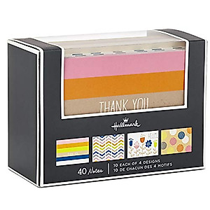 Hallmark Blank Cards (Stripes, Dots, Flowers, 40 Cards with Envelopes), Model Number: 5WDN2067