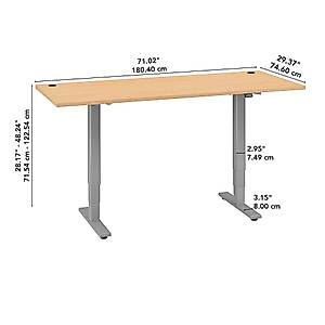 Bush Business Furniture Move 40 Series Height Adjustable Desk, 72W x 30D, Natural Maple