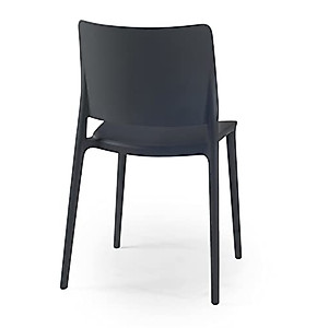 Omax Decor Cleo Indoor or Outdoor Modern Stackable Patio Dining Side Chair-(Set of 2), Anthracite