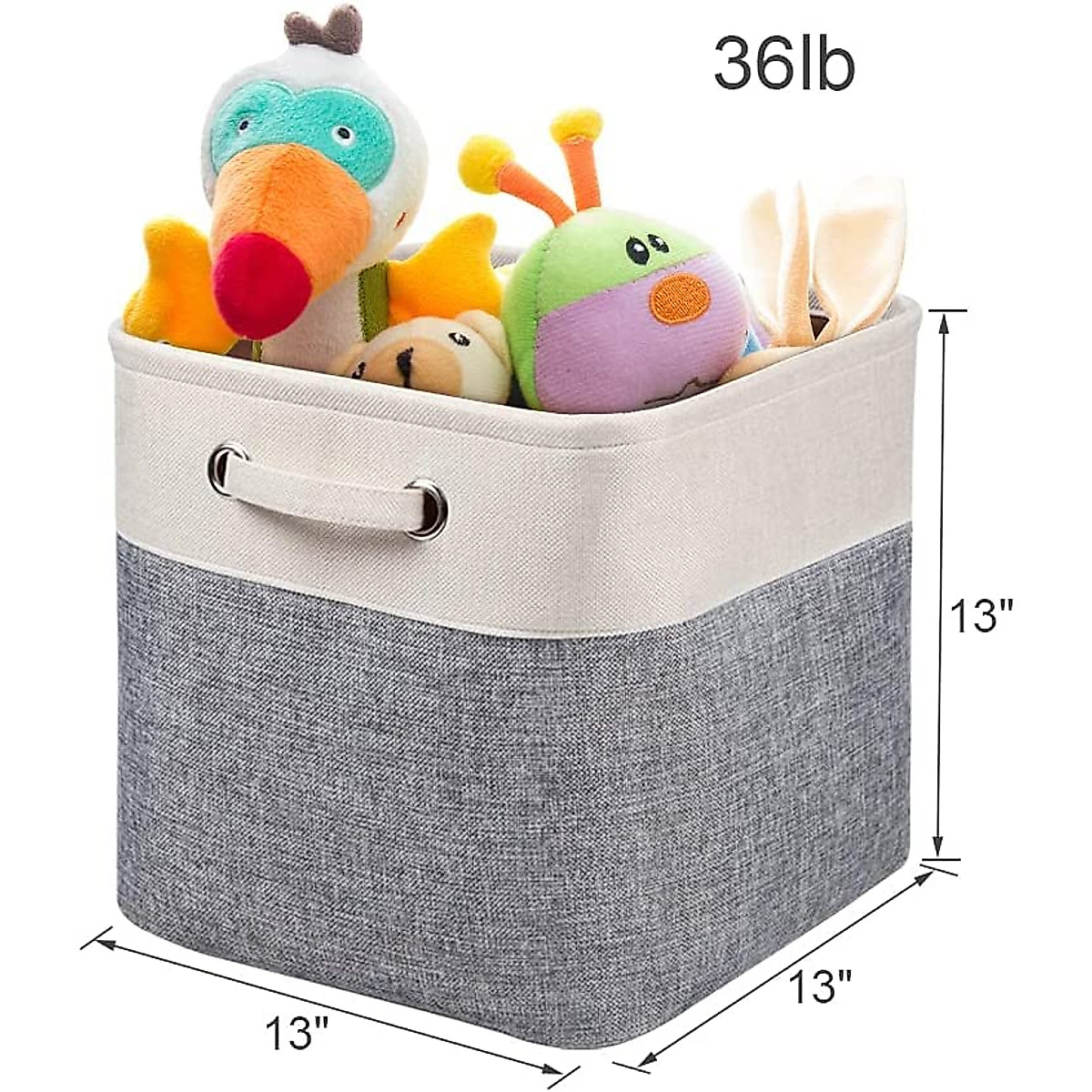 Kntiwiwo 13 x 13 Inch Cube Storage Bins, [4 Pack] Foldable Fabric Storage Cubes with Hnadles, Large Closet Organizer Basket for Shelves, Clothes, Home, Nursery, White & Grey