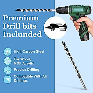 Masendelk Ship Auger Drill Bit 3/4 x 12 Inch, Wood Auger Bit with 3/8 Inch Hex Shank