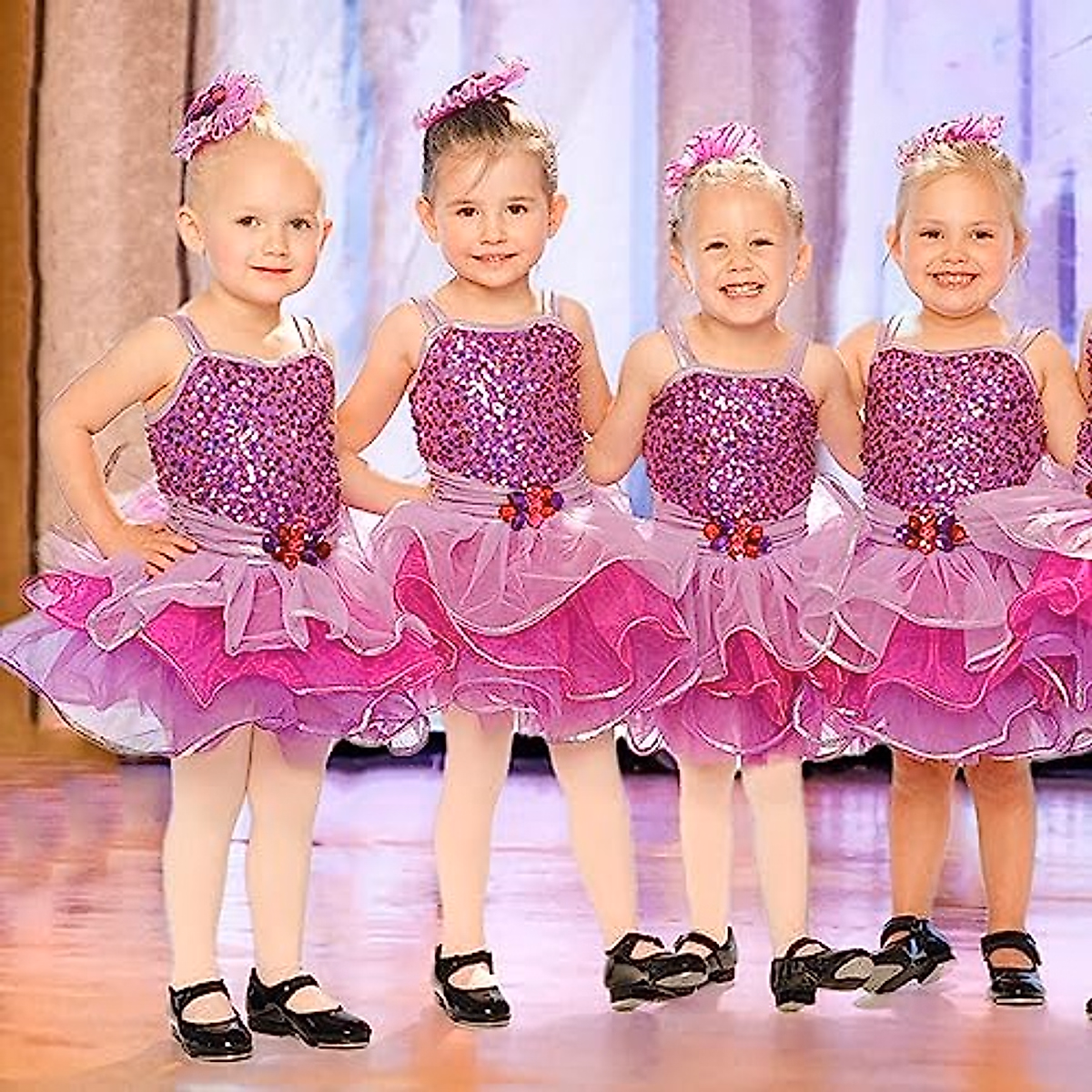 Stelle Tap Shoes for Girls Boys PU Leather Non-Slip Dance Shoes for Toddler/Little Kid/Big Kid (Black,11ML)