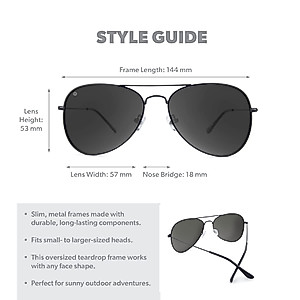 Knockaround Mile Highs Polarized Sunglasses - Aviator Sunglasses with Full UV400 Protection & Impact Resistant Lenses, Black Metal Frames/Black Lenses