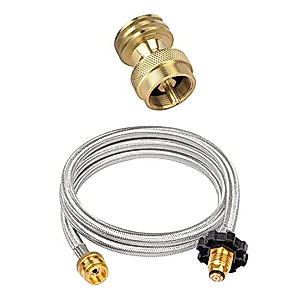 GASPRO 1lb to 20lb Adapter, 1lb Propane Adapter for Disposable Throwaway Cylinder, and 5 Feet Propane Hose Adapter 1lb to 20lb, Fit for Mr. Heater Buddy Heater, Propane Torch, etc