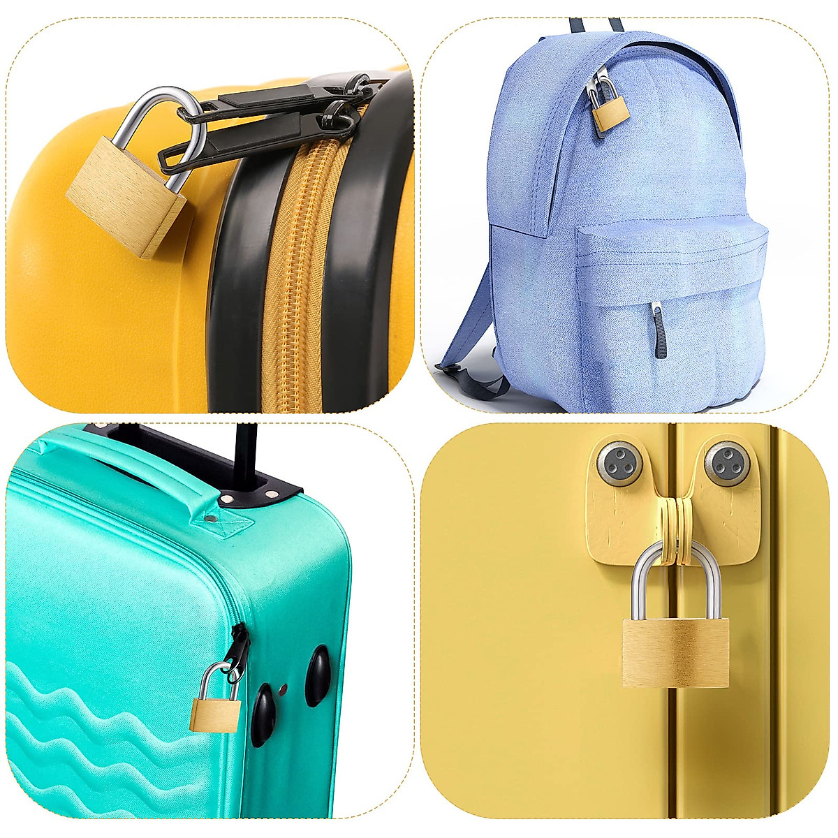 Kenning 16 Pcs Solid Keyed Alike Padlocks 1.18" Solid Brass Padlock with Key Weatherproof Luggage Locks Suitcase Lock Wide Body with Hardened Steel Shackle for Sheds, Storage Unit, Gym Fence