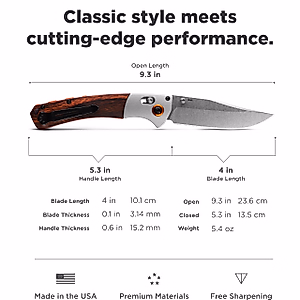 Benchmade - Crooked River 15080 EDC Knife with Wood Handle (15080-2)