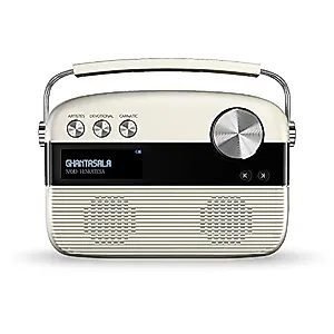 Saregama Carvaan Telugu - Portable Music Player with 5000 Preloaded Songs, FM/BT/AUX (Porcelain White)
