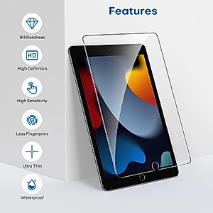 SPARIN 3 Pack Screen Protector for iPad 9th 8th 7th Generation 10.2 Inch (2021/2020/2019 Model), Tempered Glass for iPad 10.2