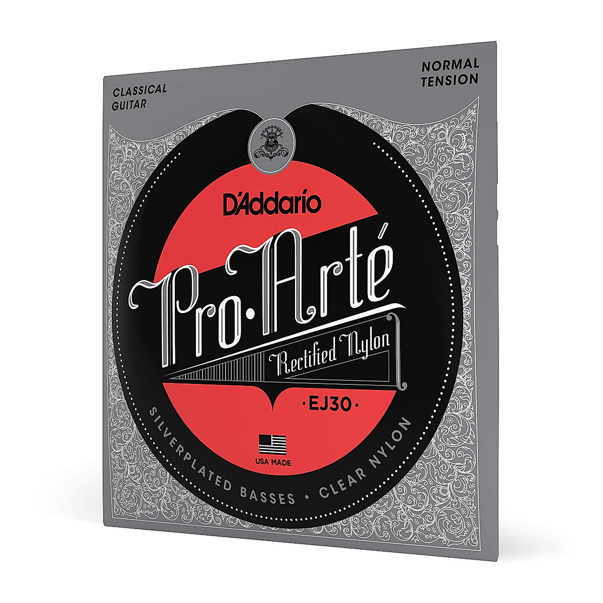 D'Addario Guitar Strings - Pro-Arte Classical Guitar Strings - EJ30 Nylon Guitar Strings - Silver Plated Wrap, Nylon Core, Rectified Nylon Trebles - Normal Tension