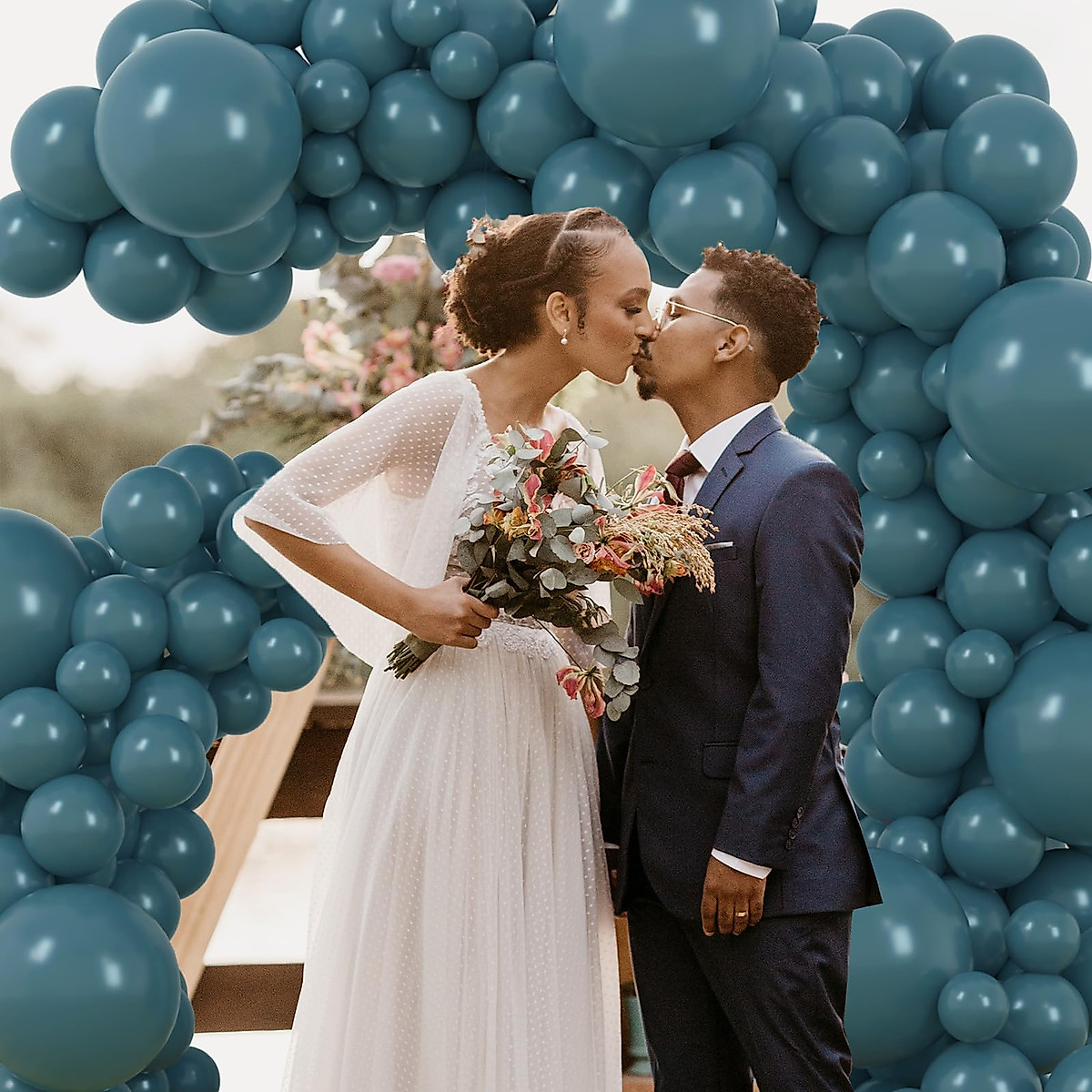 Fxozru Slate Blue Balloons Arch Garland Kit 108Pcs 18/12/10/5 Inch Different Sizes Dark Teal Balloons for Birthday Wedding Bridal Baby Shower Decorations Party Supplies