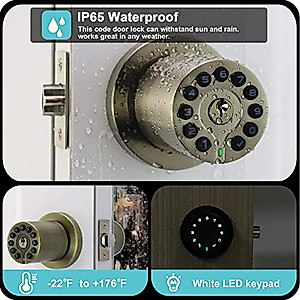iulock Code Door Lock, Electronic Door Knob with Keypad and Key, Auto Lock, Waterproof, Passage Function, Long Battery Life,50 Codes, Easy to use and Install for Office/Warehouse/Bedroom/Garage