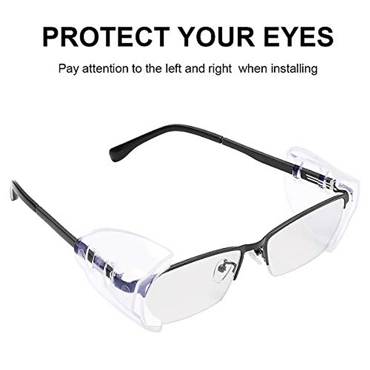 YunTuo 2/4/6/10 Pairs Glasses Side Shields for Eye Glasses,Safety Glasses with Side for Eye Protection-Fits Small to Medium Eyeglasses (2)