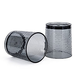 KX-WARE 14-ounce and 20-ounce Acrylic Glasses Plastic Tumbler, set of 8 Smoky Grey - Hammered Style, Dishwasher Safe, BPA Free