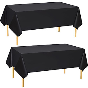 ZGORENDZ 2 Pack Rectangle Tablecloths 54 x 108 Inch Water Resistant Tablecloths Disposable Fabric Table Cover for Dining Table, Buffet Party and Camping, Black