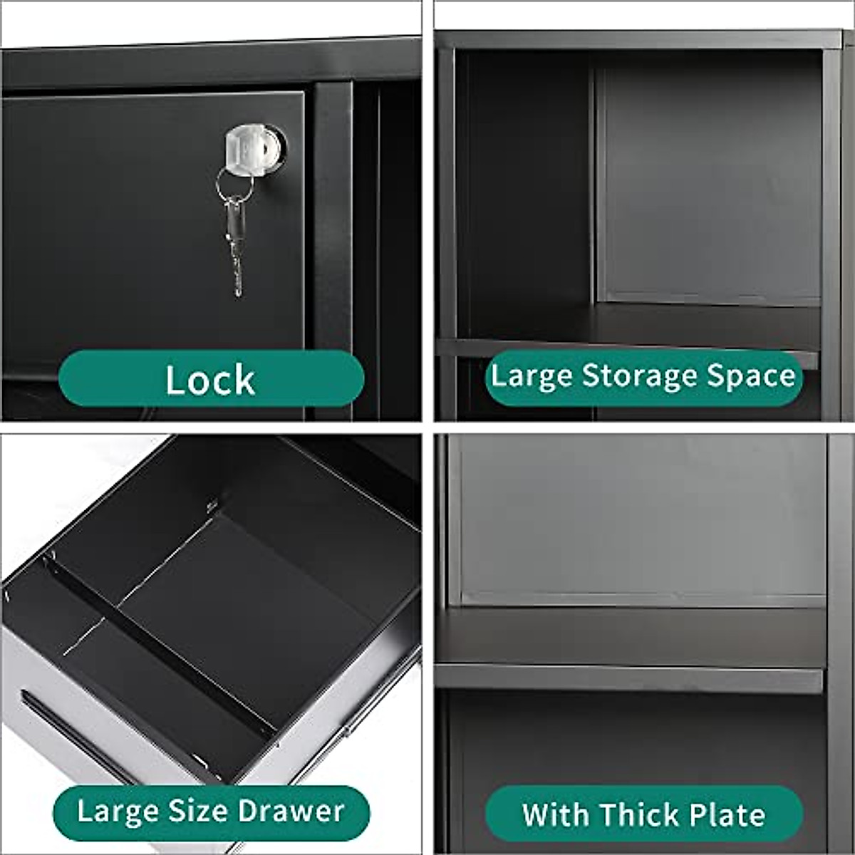 YITAHOME 2-Drawer Filing Cabinet, Thickened Steel Mobile Lateral Filing Cabinet On Wheels for A4/Letter Size, Printer Stand with Open Storage Shelves for Home Office