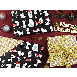 Dog Reversible Gift Wrapping Paper for Boys Girls Women Men, Cute Pet Puppy Dog Bone Design Folded Flat Sheets, Gift Wrap Perfect for Birthday, Holiday, Party, Baby Shower, Christmas All Occasion