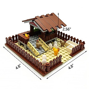 ZHX Farm Animals Hen House Chicken Coop Building Blocks Toys for Kids MOC Bricks Parts Fences Around Compatible with Classic Building Bricks Gifts for 6 7 8 9 10 and Up Year Old Girl Boy