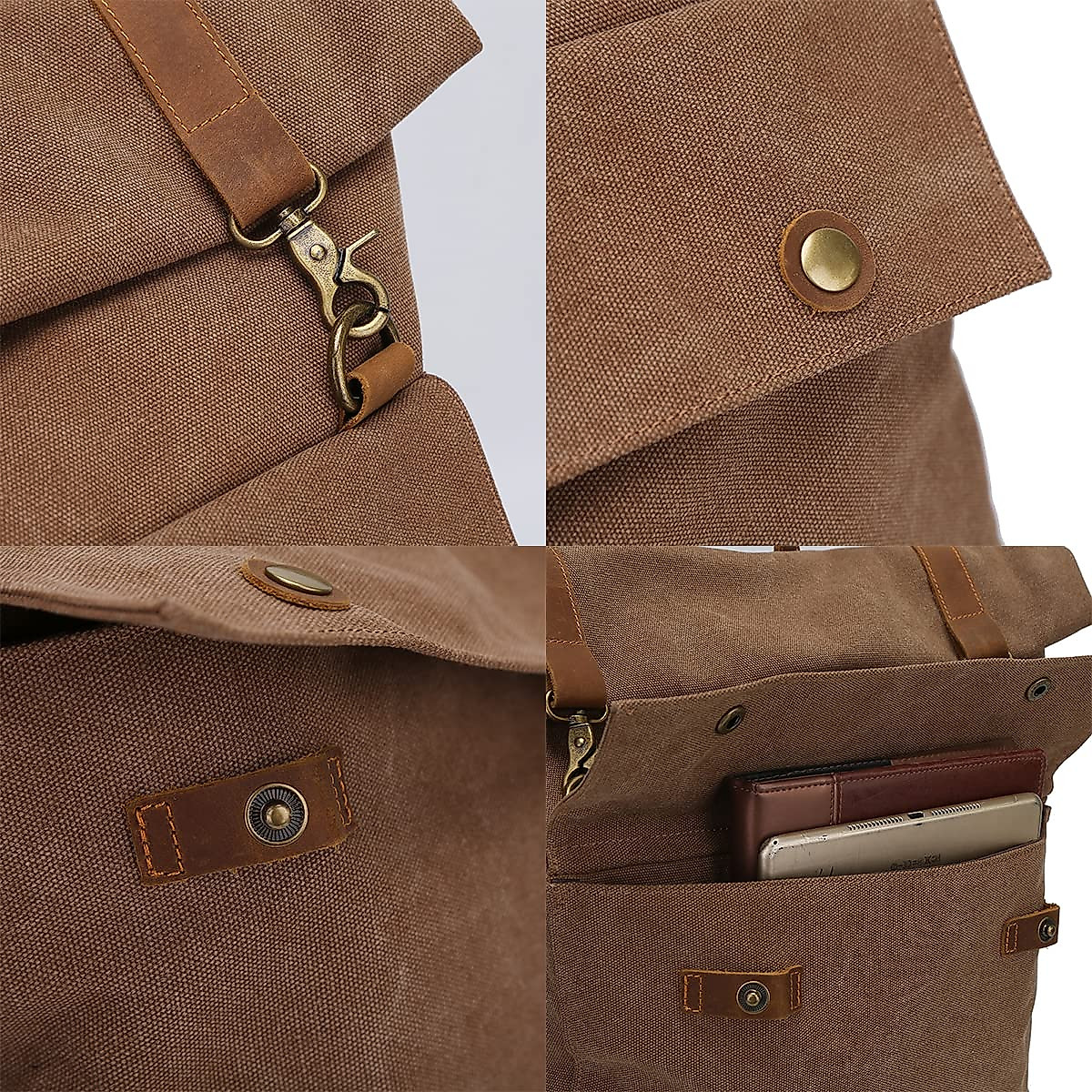 Womleys Canvas Laptop Backpack for Men Women, Travel Backpack Daypack Student Bookpack Rucksack (Black)