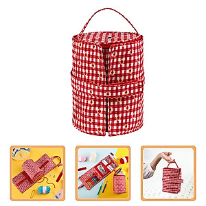 SEWACC Knitting Tools Bag Crochet Organizer Bag Yarn Storage Tote Knitting Accessories Supplies Yarn Holder with Grommets Crochet Project Case