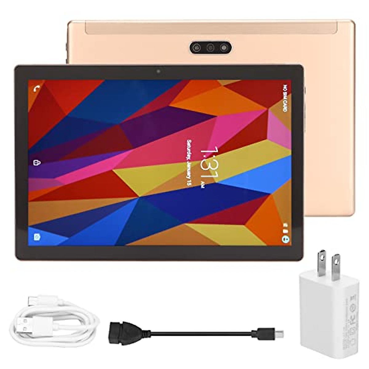 Liyeeo Desktop Tablet, Octa Core CPU 100‑240 V 13 MP Camera Gold Reading Tablet (US Plug)